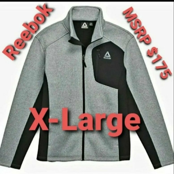 Reebok | Jackets & Coats | Nwt Reebok Gray Black Thick Ribbed Zip Up ...